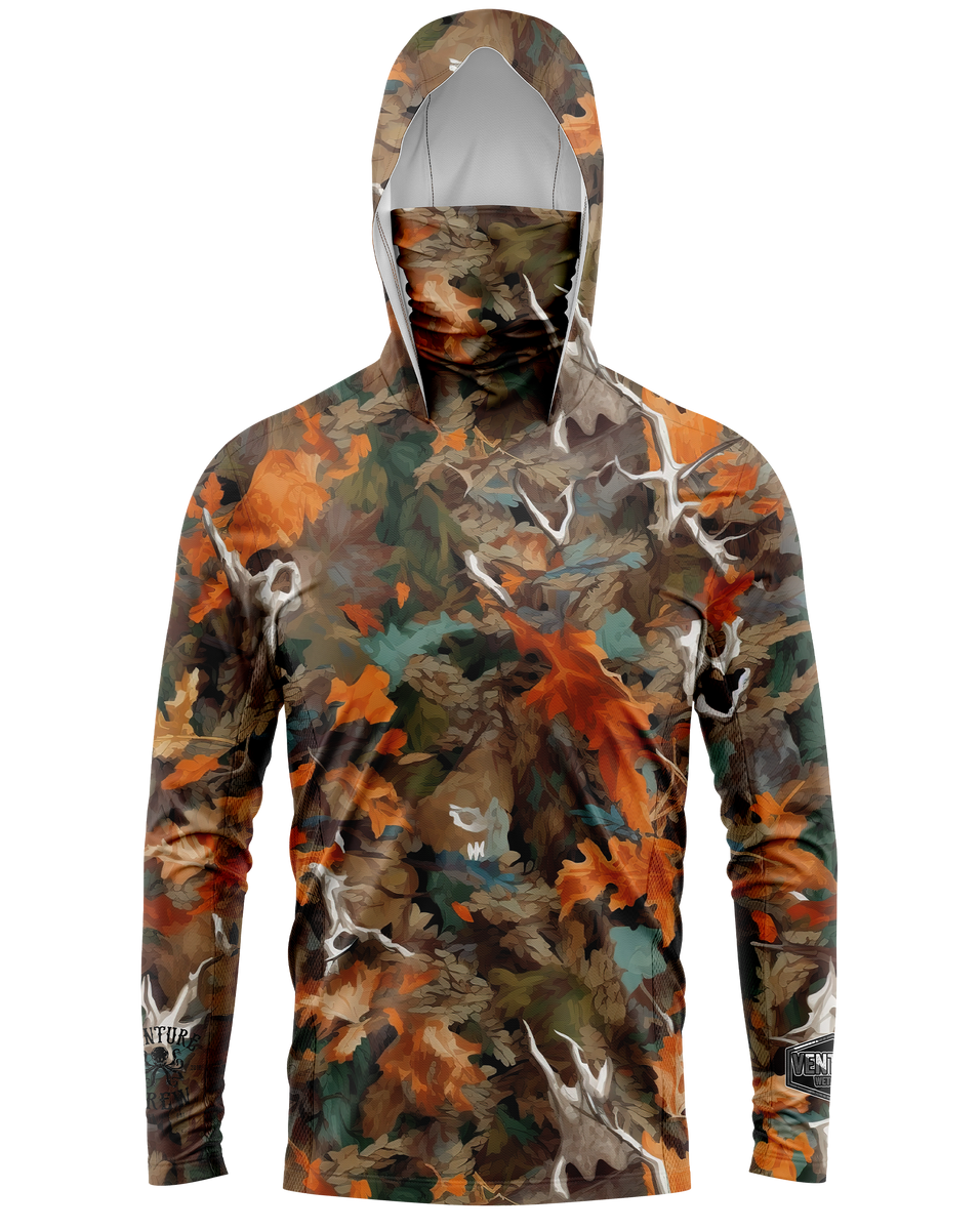 Fall Leaves Camo Face Buff Dri Fit Hoodie (Adult/Youth) – Venture Wetsuits