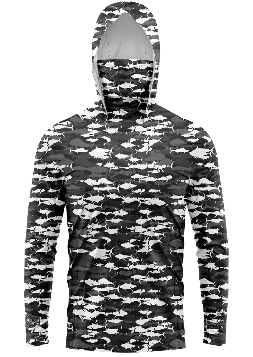 Pelagic Gray Camo Face Buff Dri Fit Hoodie (Adult/Youth) – Venture Wetsuits