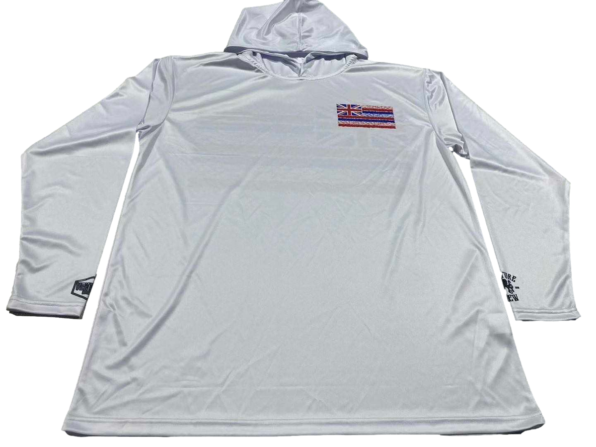 Hawaiian Fish Flag White Dri Fit Hoodie (Adult/Keiki) – Venture Wetsuits